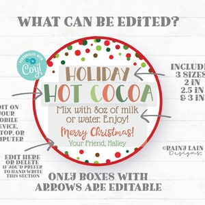 Holiday Hot Cocoa Tag Round Christmas Appreciation Chocolate Thank You ...