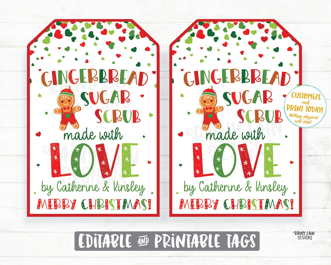 Gingerbread Sugar Scrub Tag Homemade Body Scrub Christmas Gift Tag ...