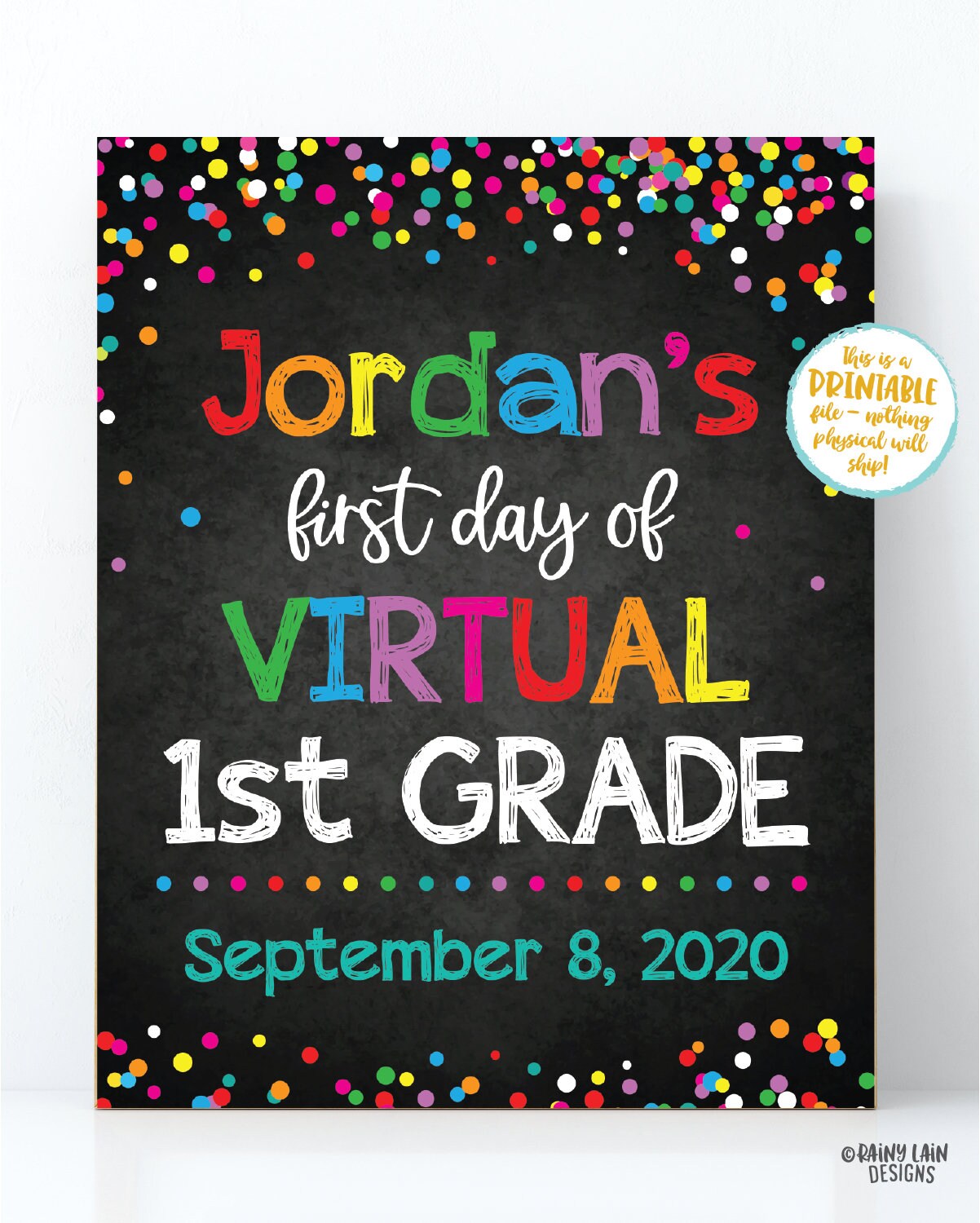 First Day of Virtual School Sign Template 1st day of school | Etsy