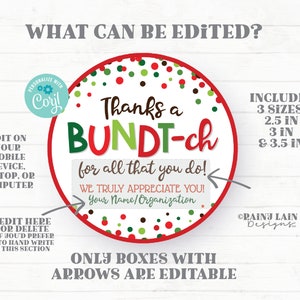 Bundt Cake Gift Tag Christmas Thank You Bundt-ch Holiday Bundt'ch ...
