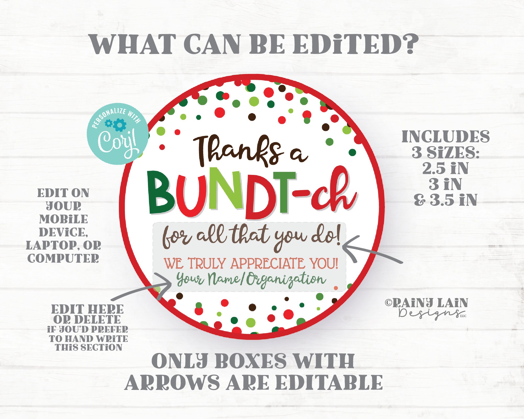 Bundt Cake Gift Tag Christmas Thank You Bundt-ch Holiday Bundt'ch ...