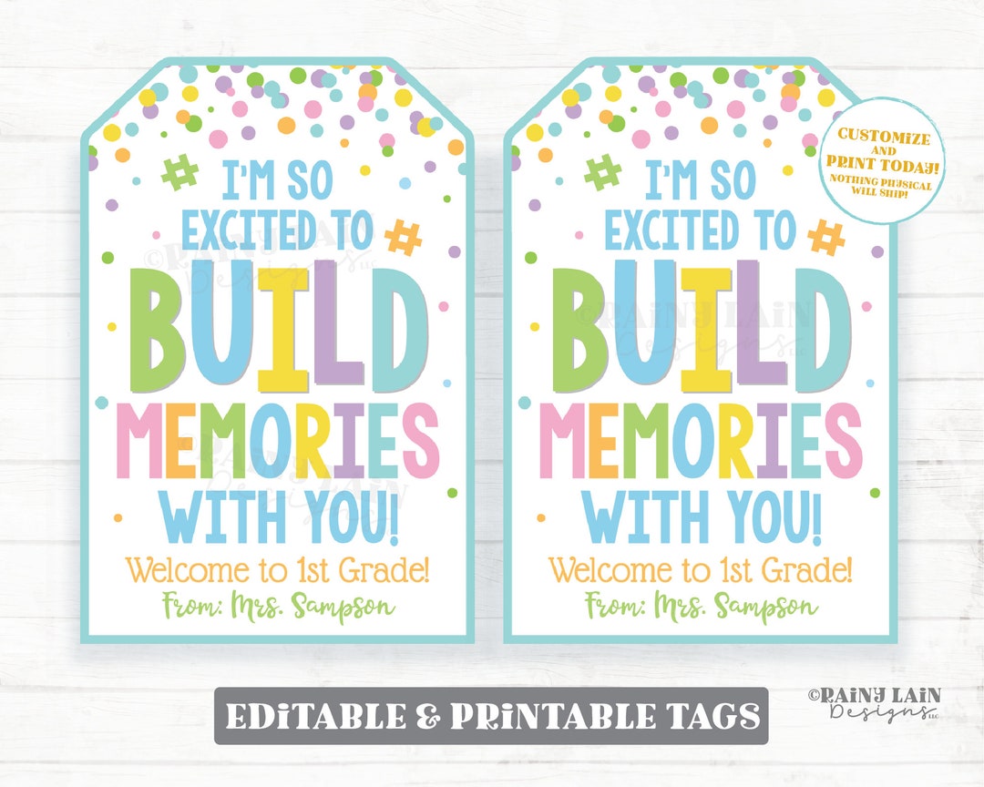Back to School Student Gift Tag, Build Memories, Hashtag, First Day ...