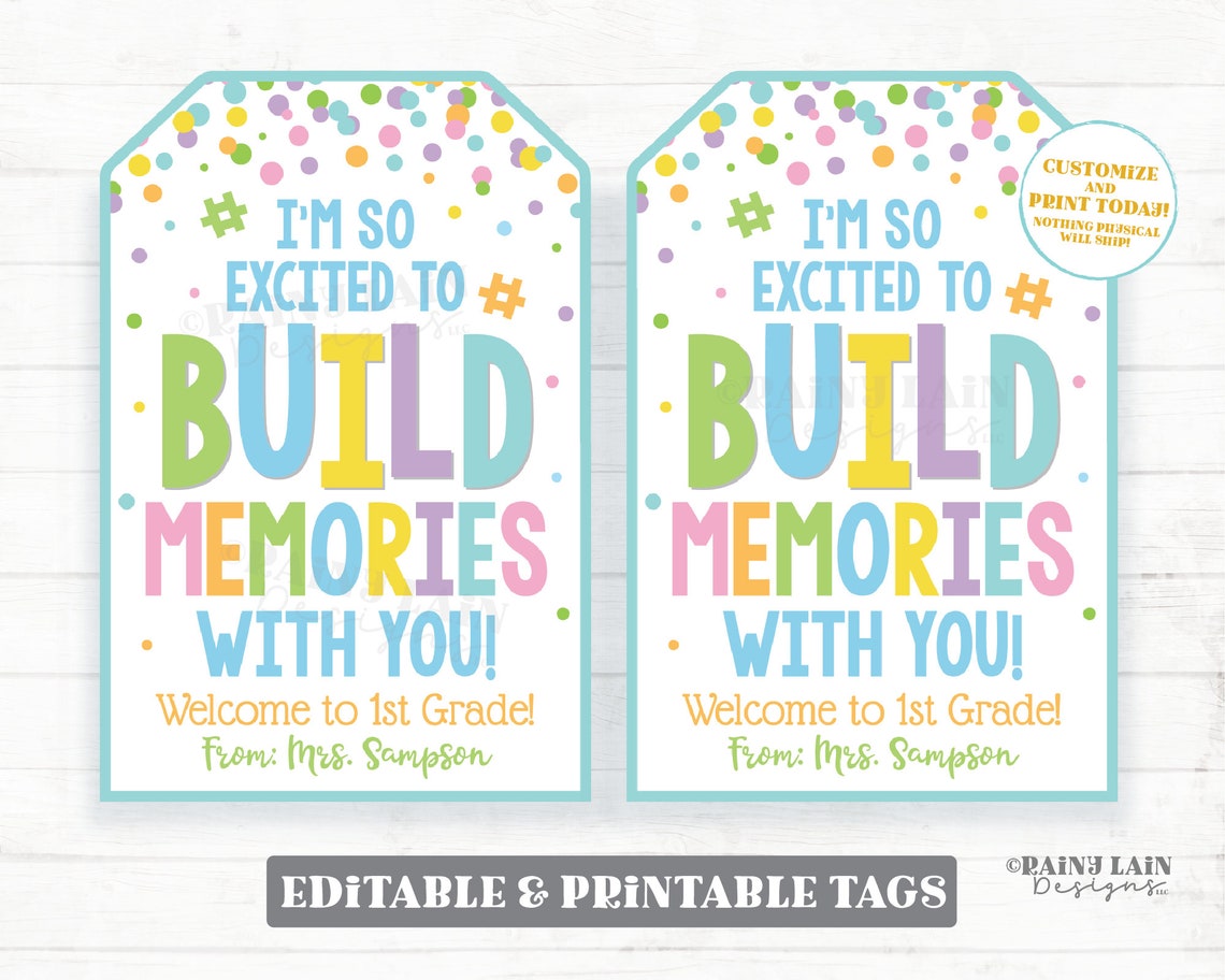Back to School Student Gift Tag, Build Memories, Hashtag, First Day ...
