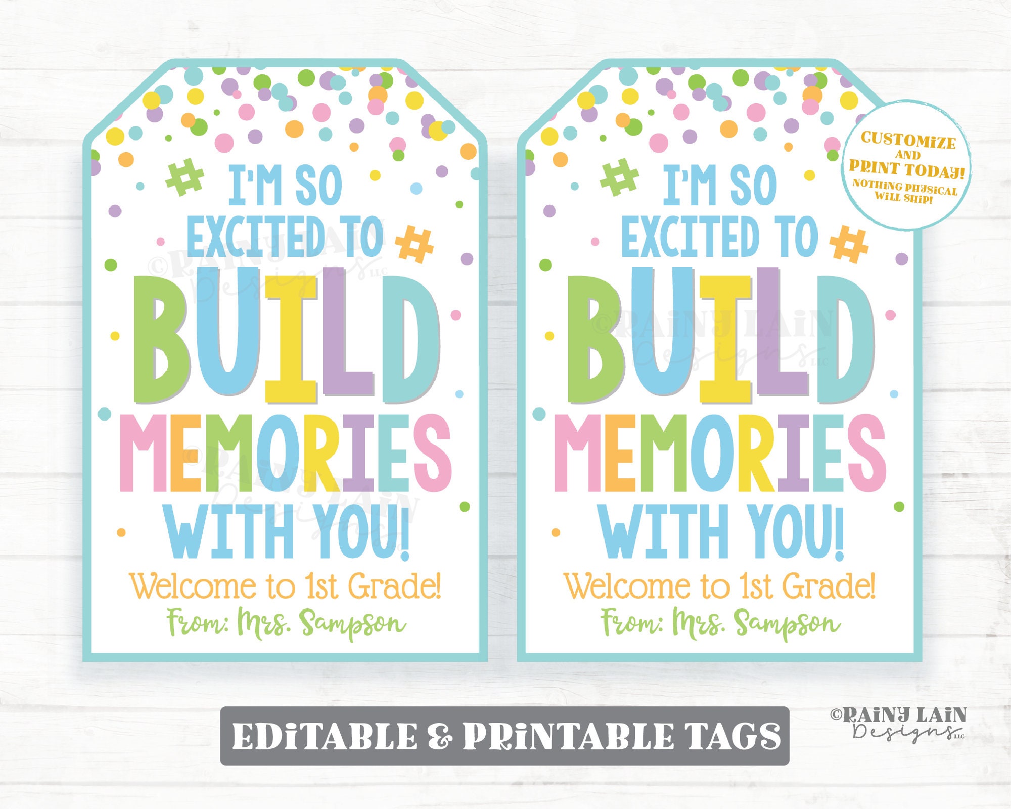 Back to School Student Gift Tag, Build Memories, Hashtag, First Day ...