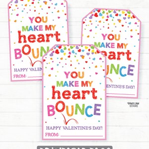 Bouncy Ball Valentine Tags, Ball Valentines, You Make My Heart Bounce ...