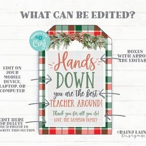 Hands Down You're the Best Around Tag Editable Christmas Sanitizer Gift ...