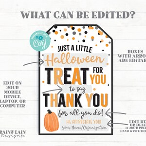 Halloween Treat for You to Say Thank You for All You Do Halloween Tag ...
