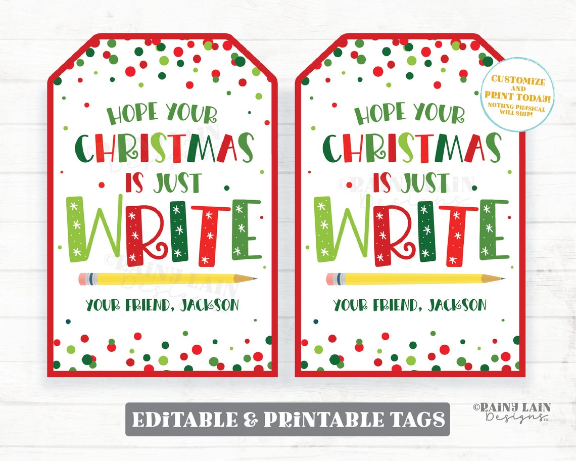 Christmas Pencil Gift Tag Just Write Holiday Pencil Tags - Etsy