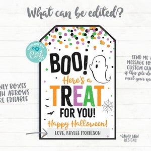 Hey Boo Here's a Treat for You Tags Boo Halloween Printable Halloween ...