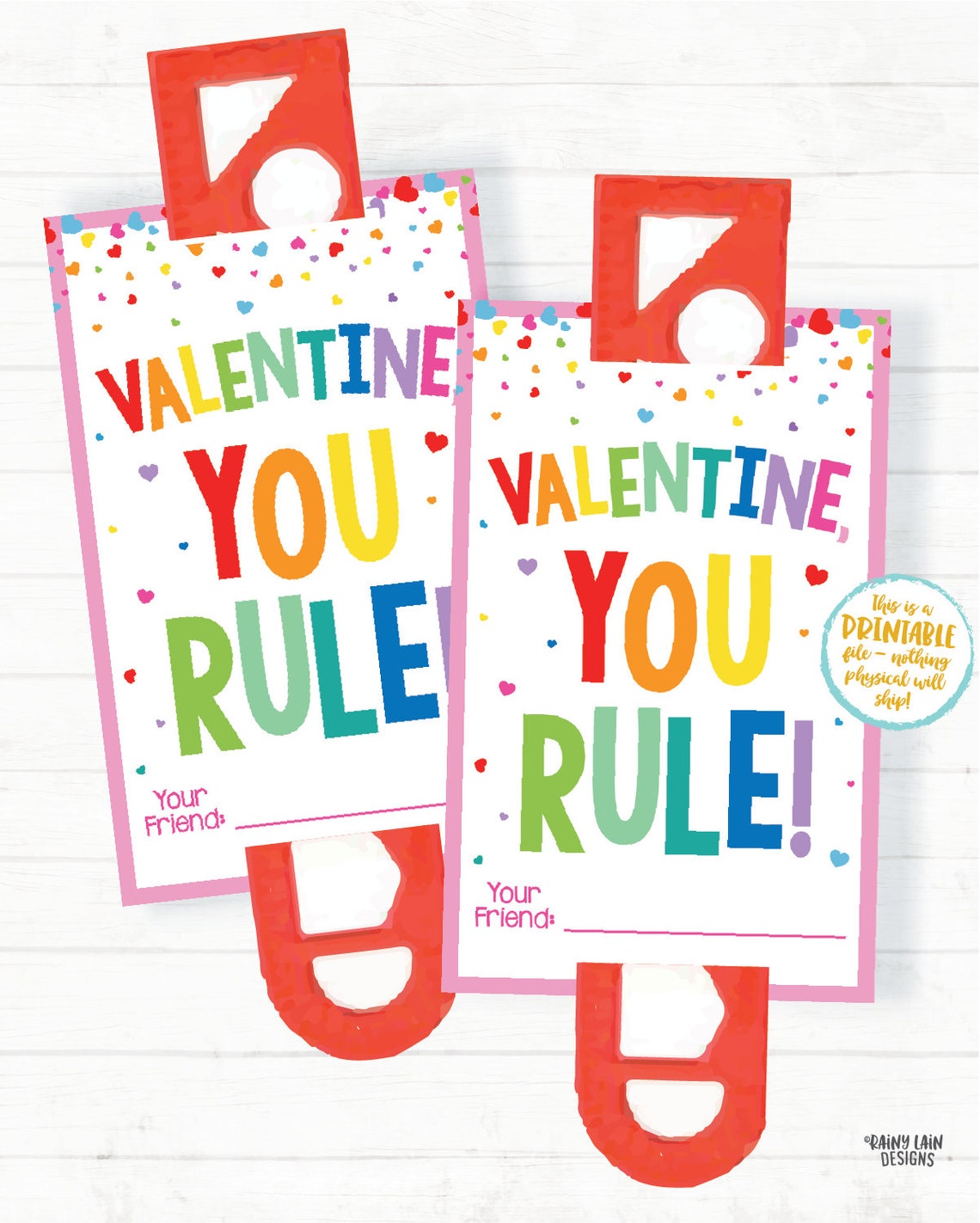 You Rule Valentine, Ruler Valentine Tags, Tracing Ruler, Preschool ...