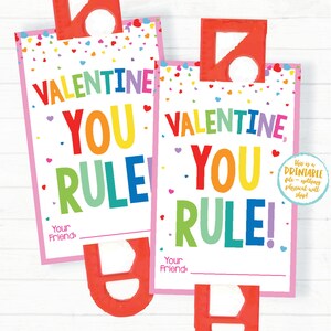 You Rule Valentine, Ruler Valentine Tags, Tracing Ruler, Preschool ...