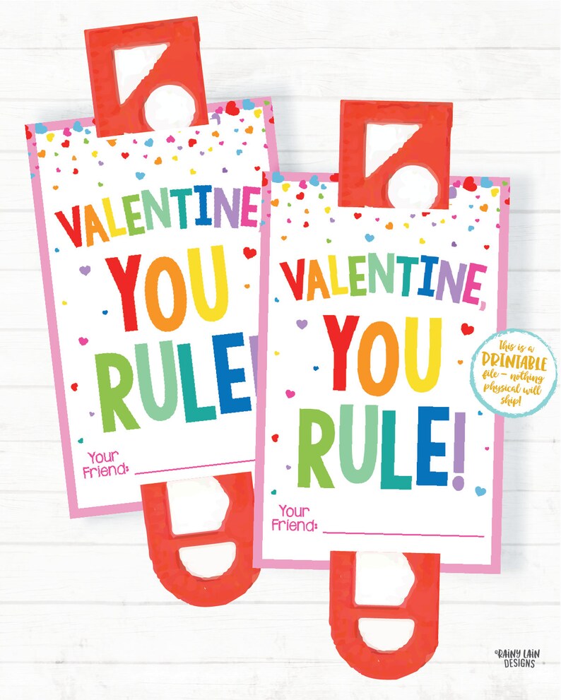 You Rule Valentine Ruler Valentine Tags Tracing Ruler - Etsy