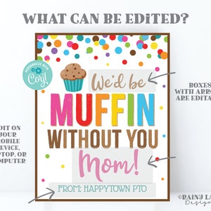 Muffin Without You Mom Sign We Appreciate You Muffins With Mom Lounge ...