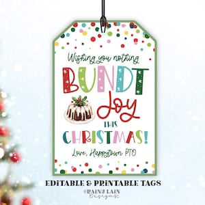 Editable Christmas Bundt Cake Tag, Nothing Bundt Joy, Holiday ...