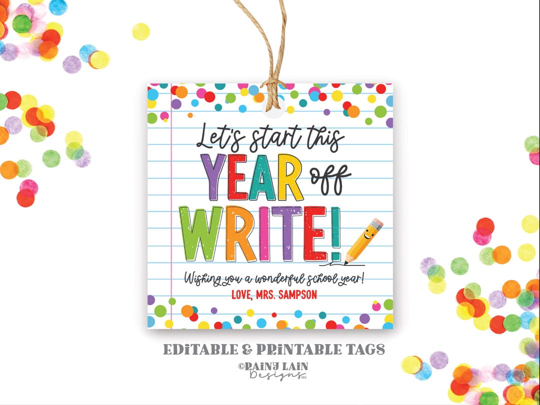 Teacher Gift Tag Pencil, Start the Year off Write Gift Tag, First Day ...