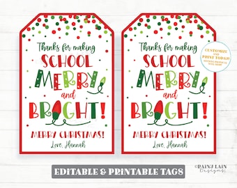 Thanks for Making School Merry and Bright Tag Christmas Gift - Etsy