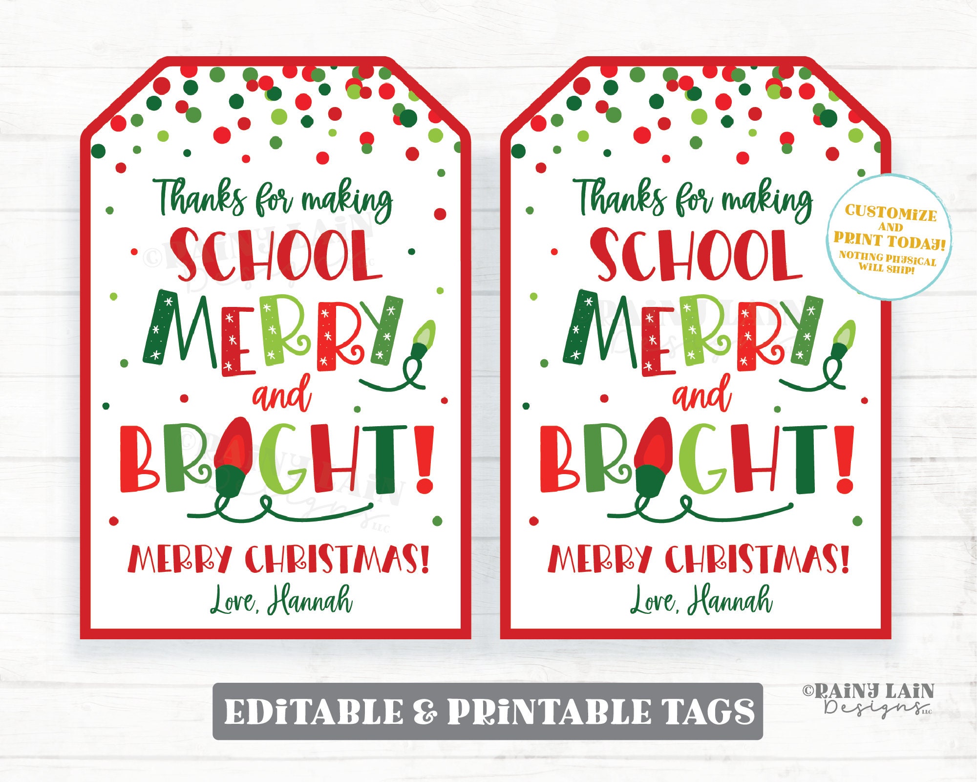 Thanks for Making School Merry and Bright Tag Holiday Tag - Etsy