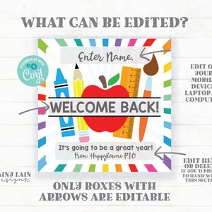 Welcome Back to School Gift Tag First Day of School Teacher Staff ...