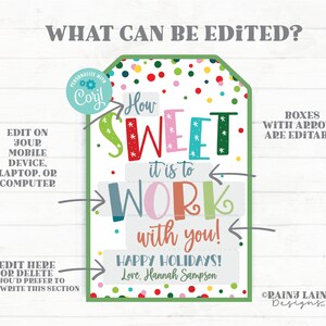 How Sweet It is to Work With You Holiday Gift Tag Staff Employee ...