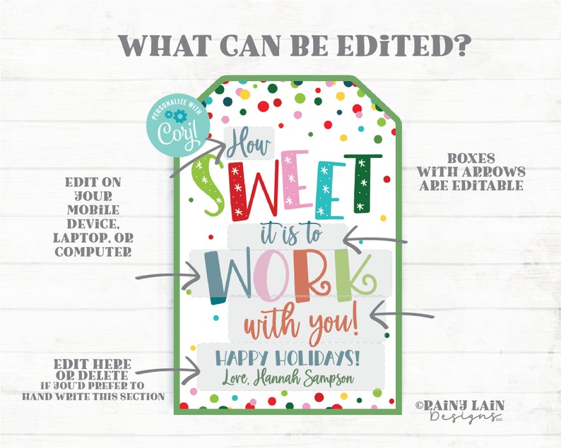 How Sweet It is to Work With You Holiday Gift Tag Staff Employee ...