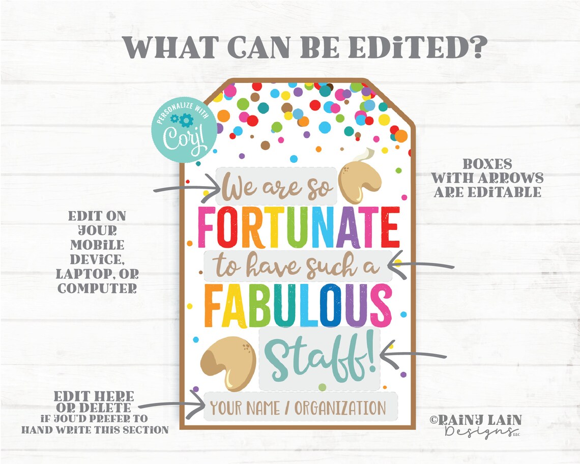 Fortune Cookie Gift Tags We Are so Fortunate to Have Staff - Etsy