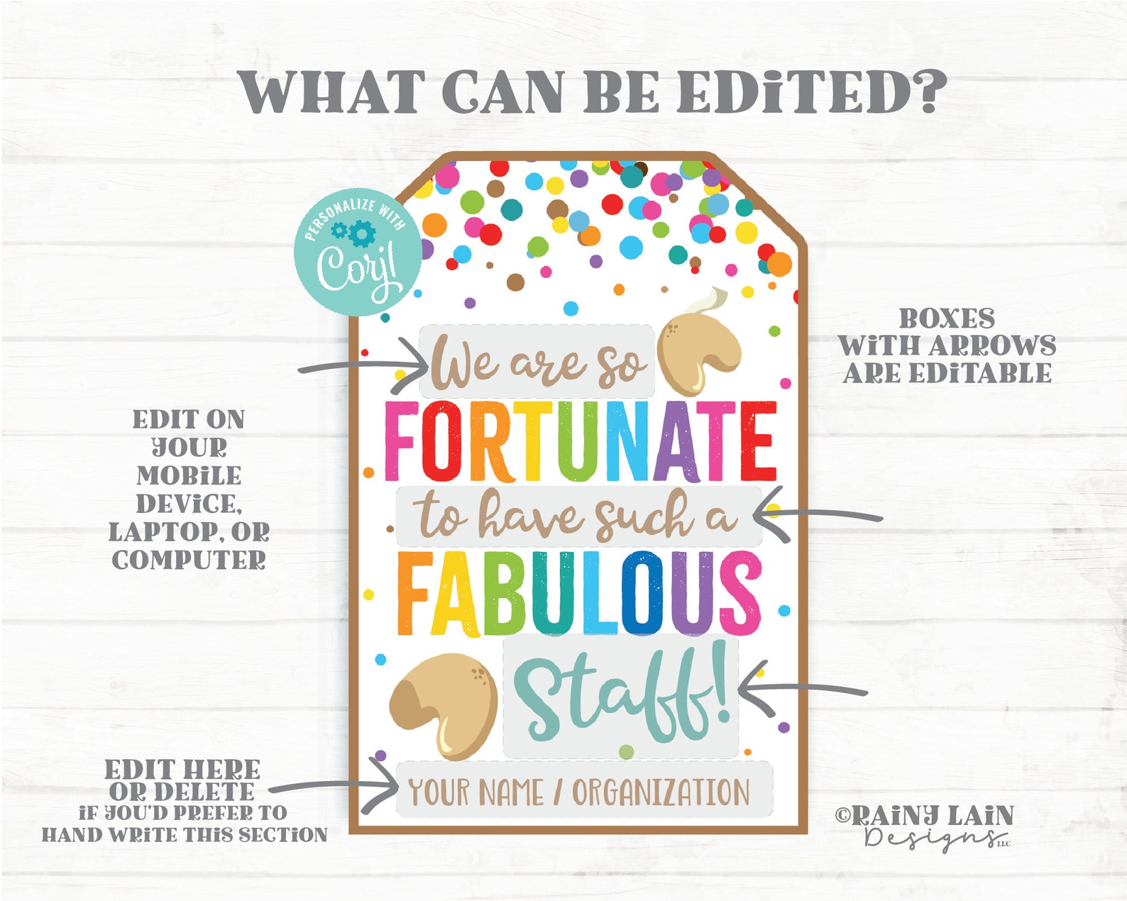 Fortune Cookie Gift Tags We Are so Fortunate to Have Staff - Etsy