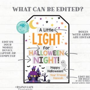 A Little Light for Halloween Night Tag Glow Stick Favor Glow Stick ...