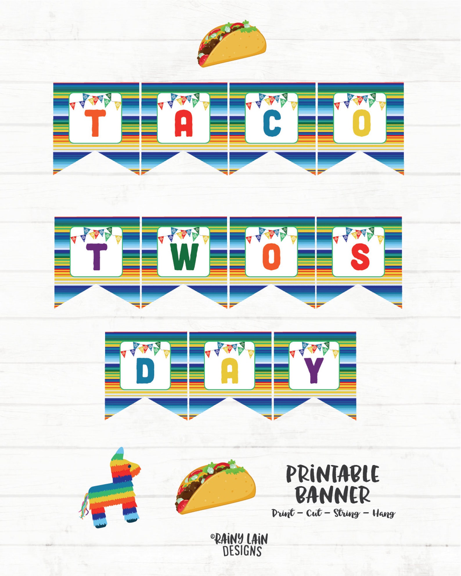 Taco Twosday Banner Taco Twosday Printable Banner Taco | Etsy