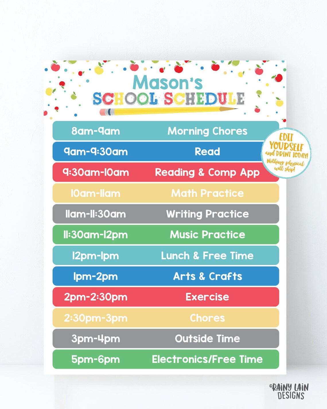 Editable Daily Schedule Kids Task List Template Printable Kids | Etsy