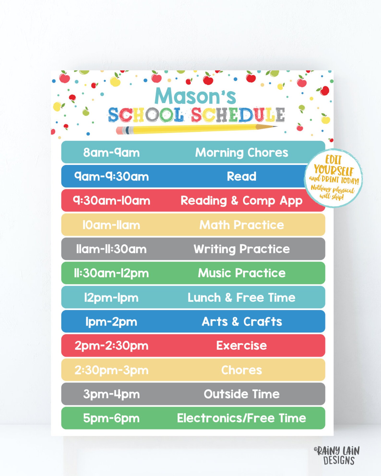 Editable Daily Schedule Kids Task List Template Printable Kids | Etsy
