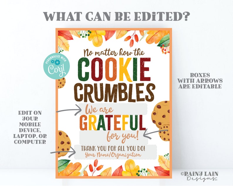 No Matter How the Cookie Crumbles Sign Grateful for You Fall Autumn ...