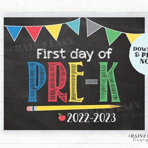 First Day of Pre-k Sign Boy Printable First Day of School Sign - Etsy