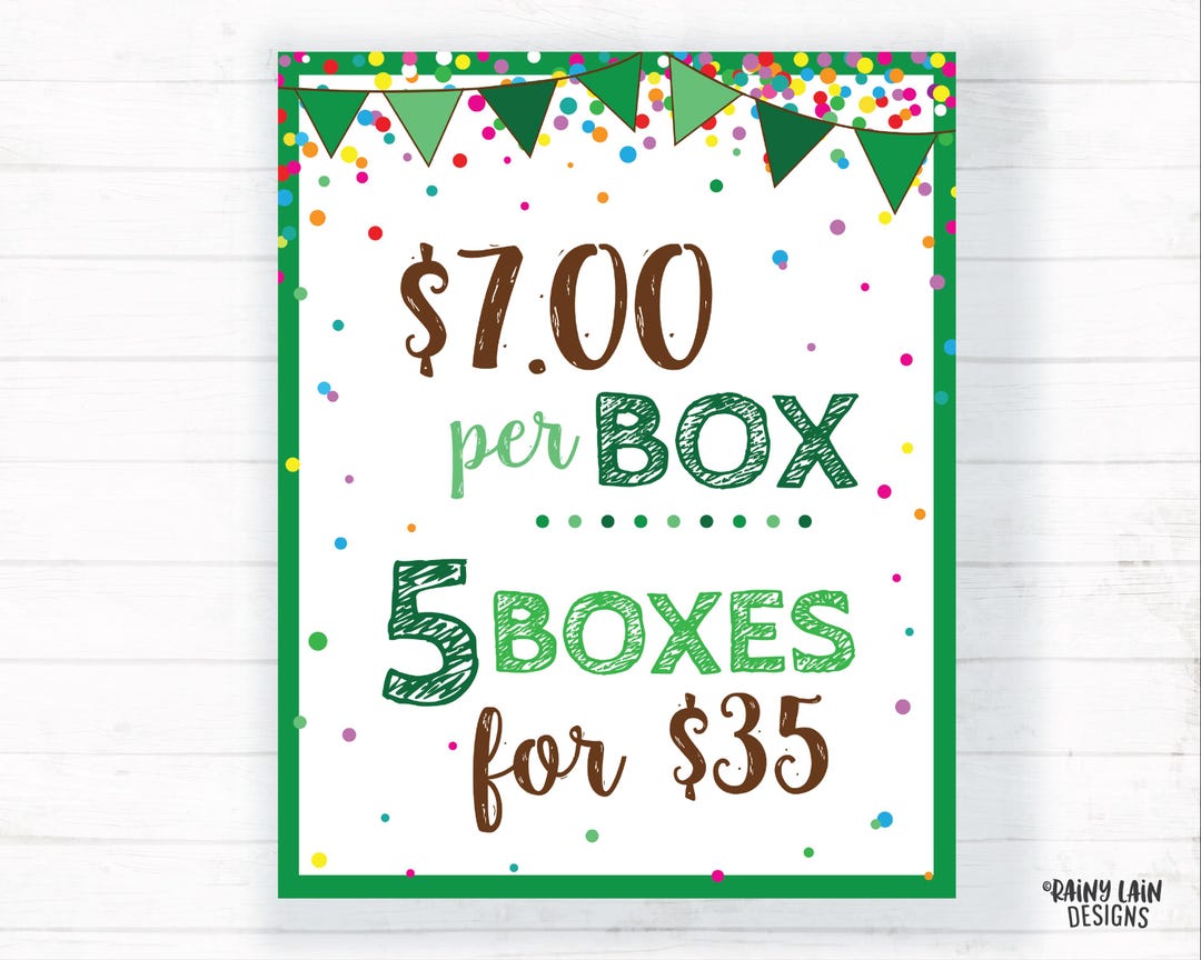 Cookie Price Sign, 7 Dollars, 5 for 35, Pricing Sign, Cookie Booth ...