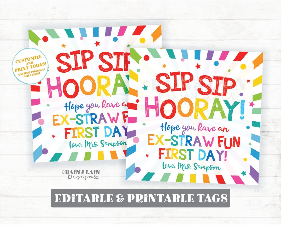 Sip Sip Hooray Ex-straw Fun First Day of School Back to School Straw ...