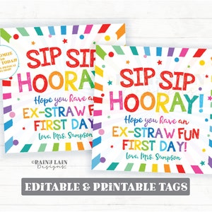 Sip Sip Hooray Ex-straw Fun First Day of School Back to School Straw ...
