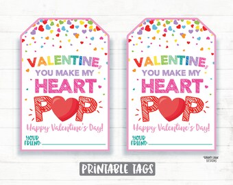 You Make My Heart Pop Valentine's Day Cards & Tags. | Etsy