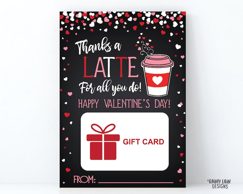 Thanks a Latte Valentine's Day Gift Card Holder Printable - Etsy