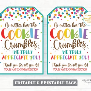 No Matter How the Cookie Crumbles Tag We Appreciate You Gift Employee ...