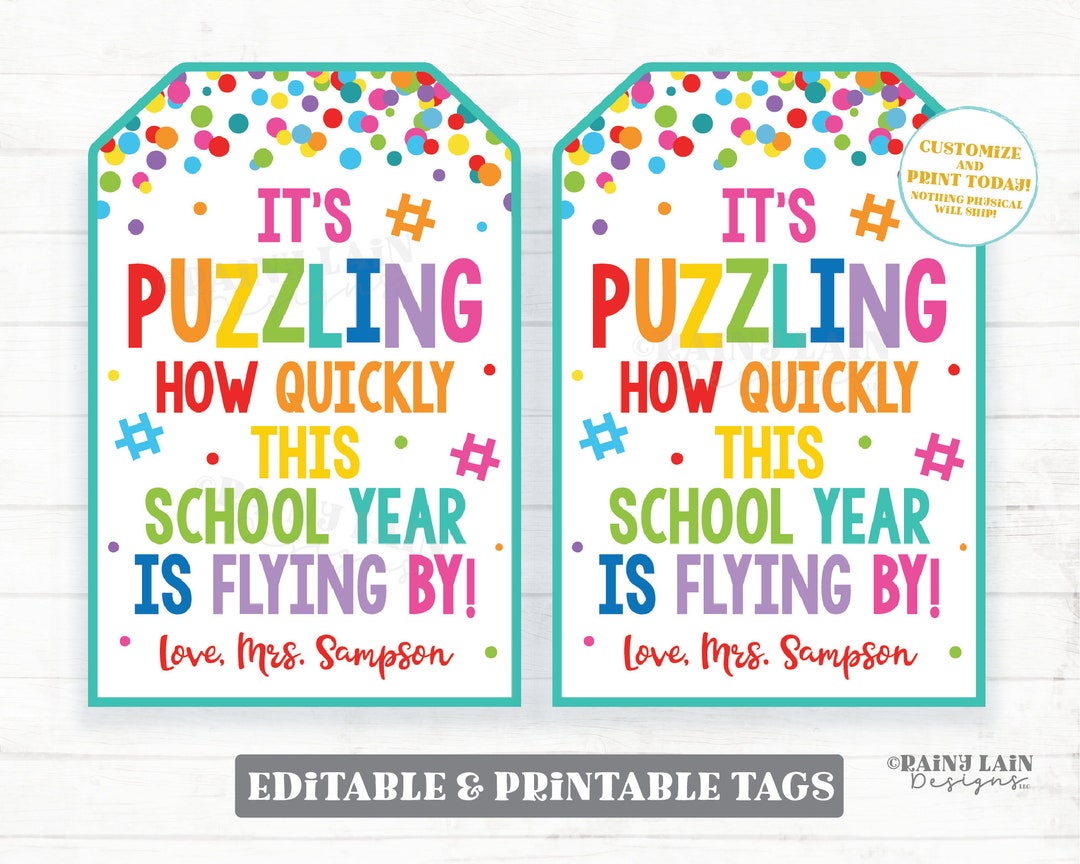 Puzzle Gift Tag, Puzzling How Fast School Year Went By, Built Building ...