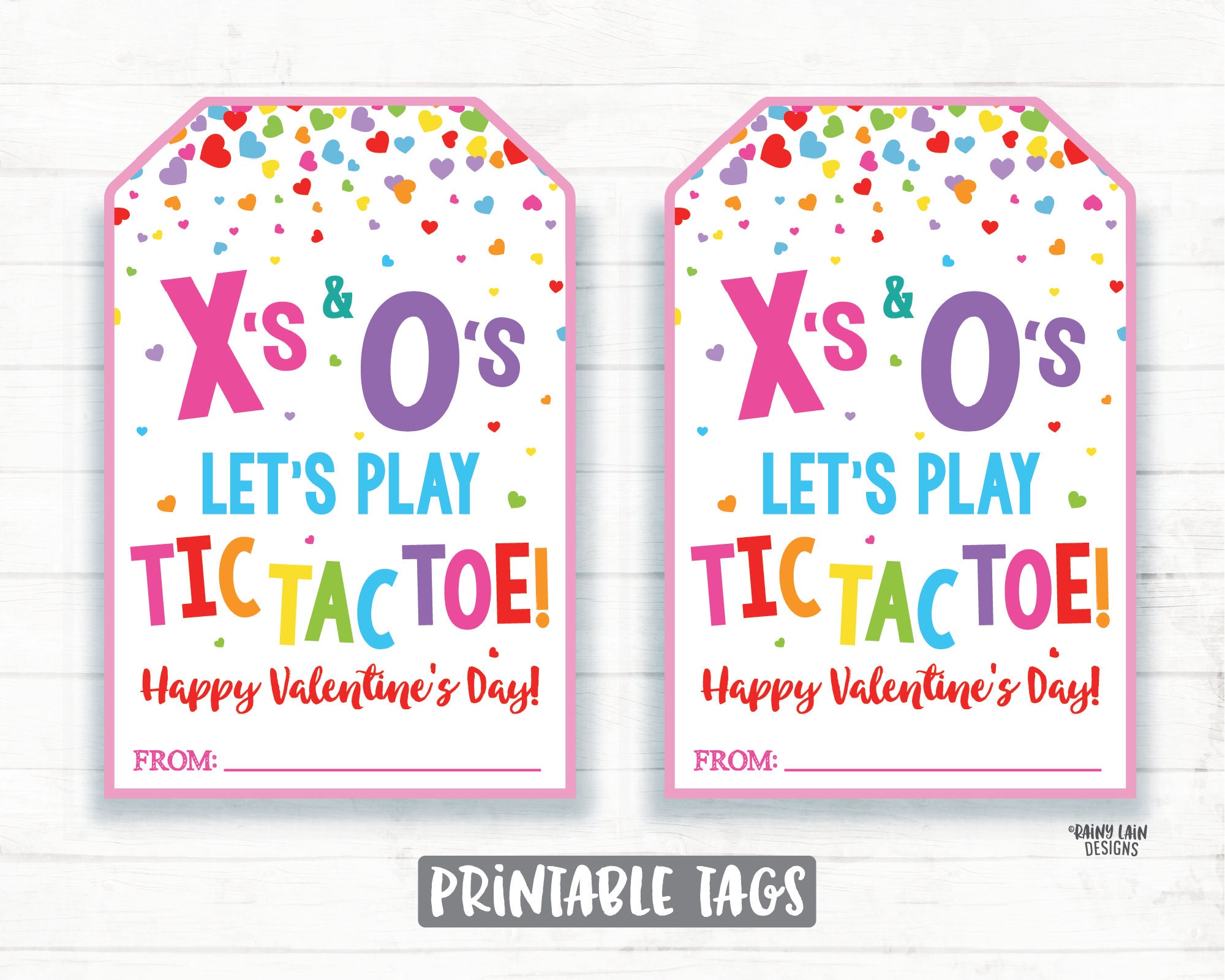 Tic Tac Toe Valentine Tag, Tic-tac-toe Valentine, Xs and Os Valentine ...
