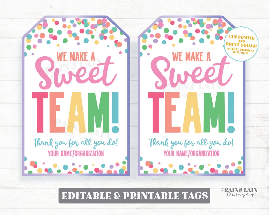 Sweet Team Gift Tags Sports Team Member Treat Teammate - Etsy