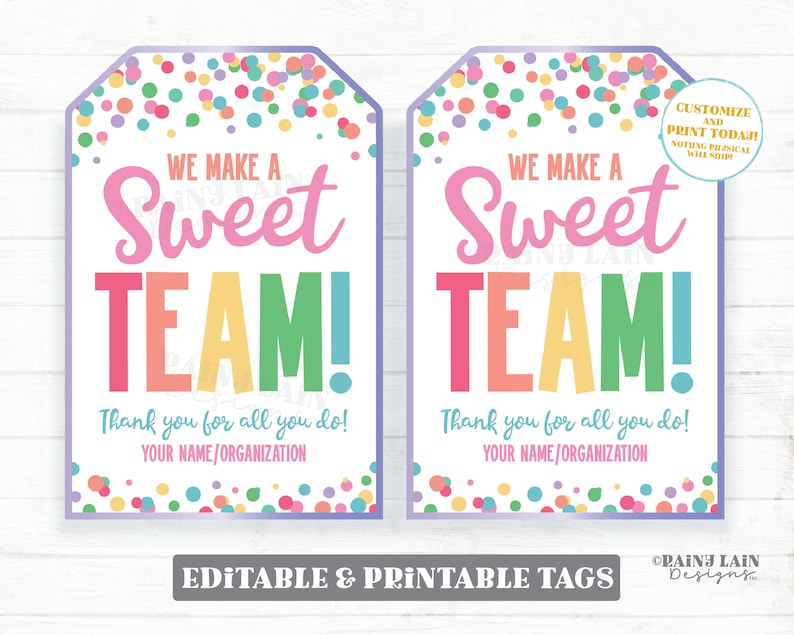 Sweet Team Gift Tags Sports Team Member Treat Teammate - Etsy