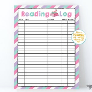 Reading Log Printable Reading Log for Kids, Spring Reading Log, Kids ...