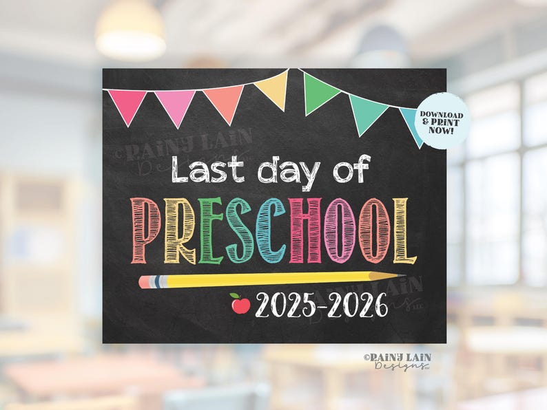 First Day of Preschool Sign Girl Printable First Day of School Sign ...