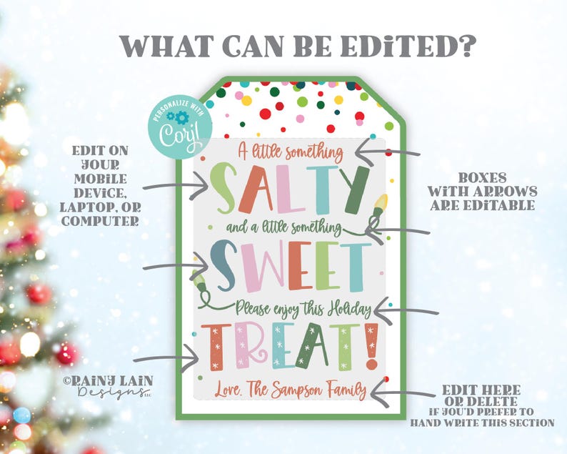 Salty Sweet Treat Tag, Christmas Gift, Something Salty and Sweet ...