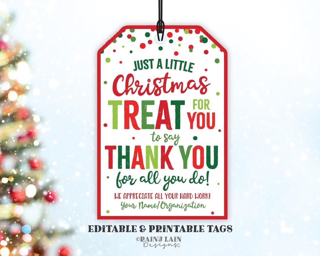 Christmas Treat Thank You Tag Holiday Appreciation Gift Tags Christmas ...