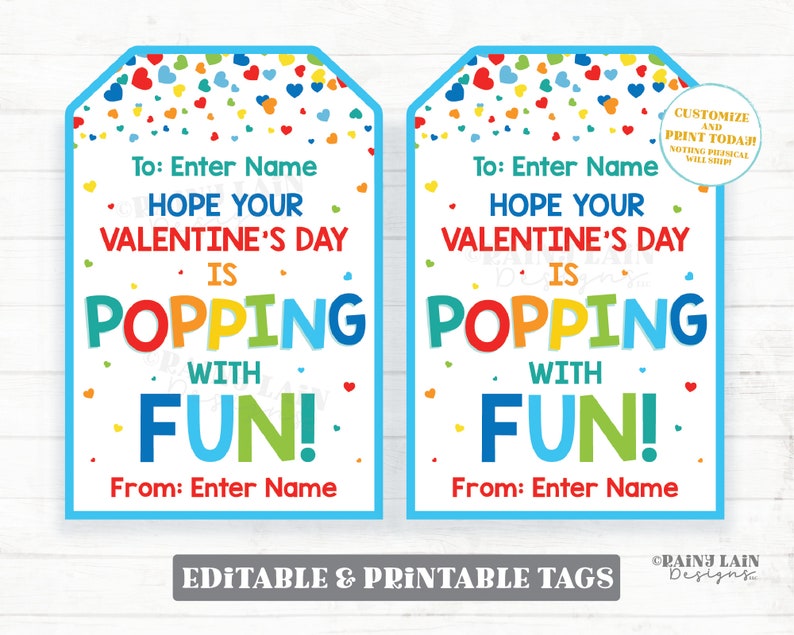 Valentine With to Line, Popping With Fun Tag, Pop Fidget Toy Pop Gift ...