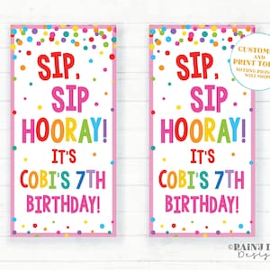 Silly Straw Favor Tags Sip Sip Hooray Birthday Favor Crazy Birthday ...