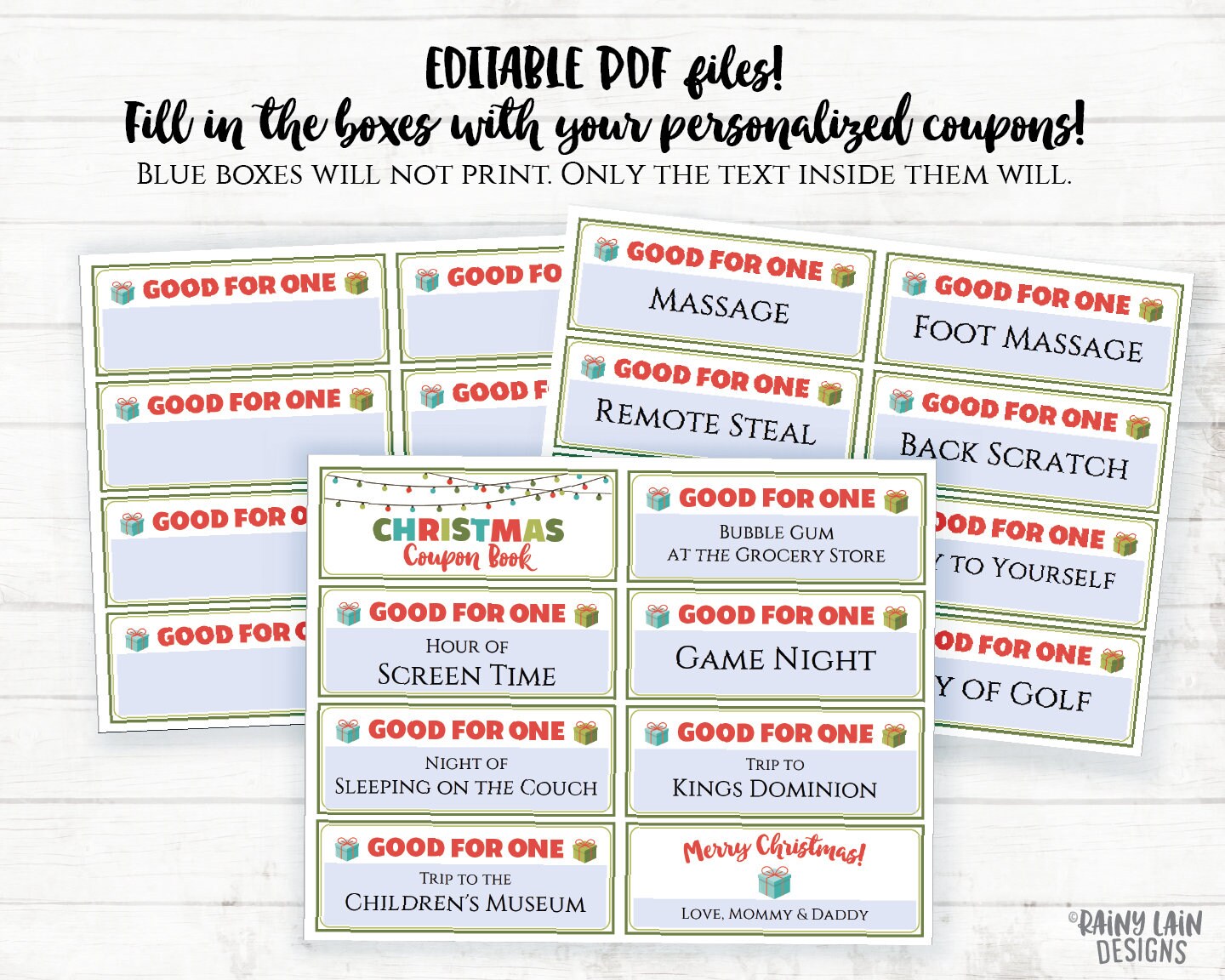 Christmas Coupon Book Printable Christmas Coupons Coupon | Etsy