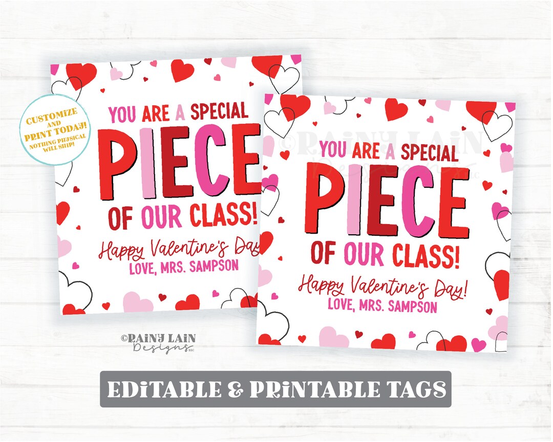 Special Piece Valentine, Editable Square Gift Tag, Puzzle, Building ...